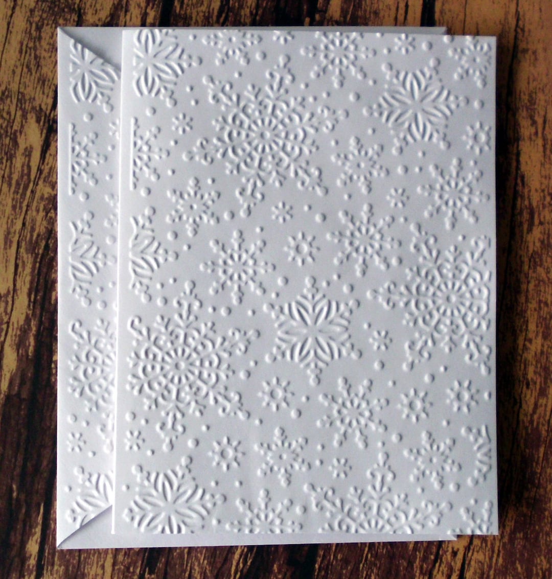 Snowflake Cards, Set of 5, White Embossed Christmas Cards, Winter ...