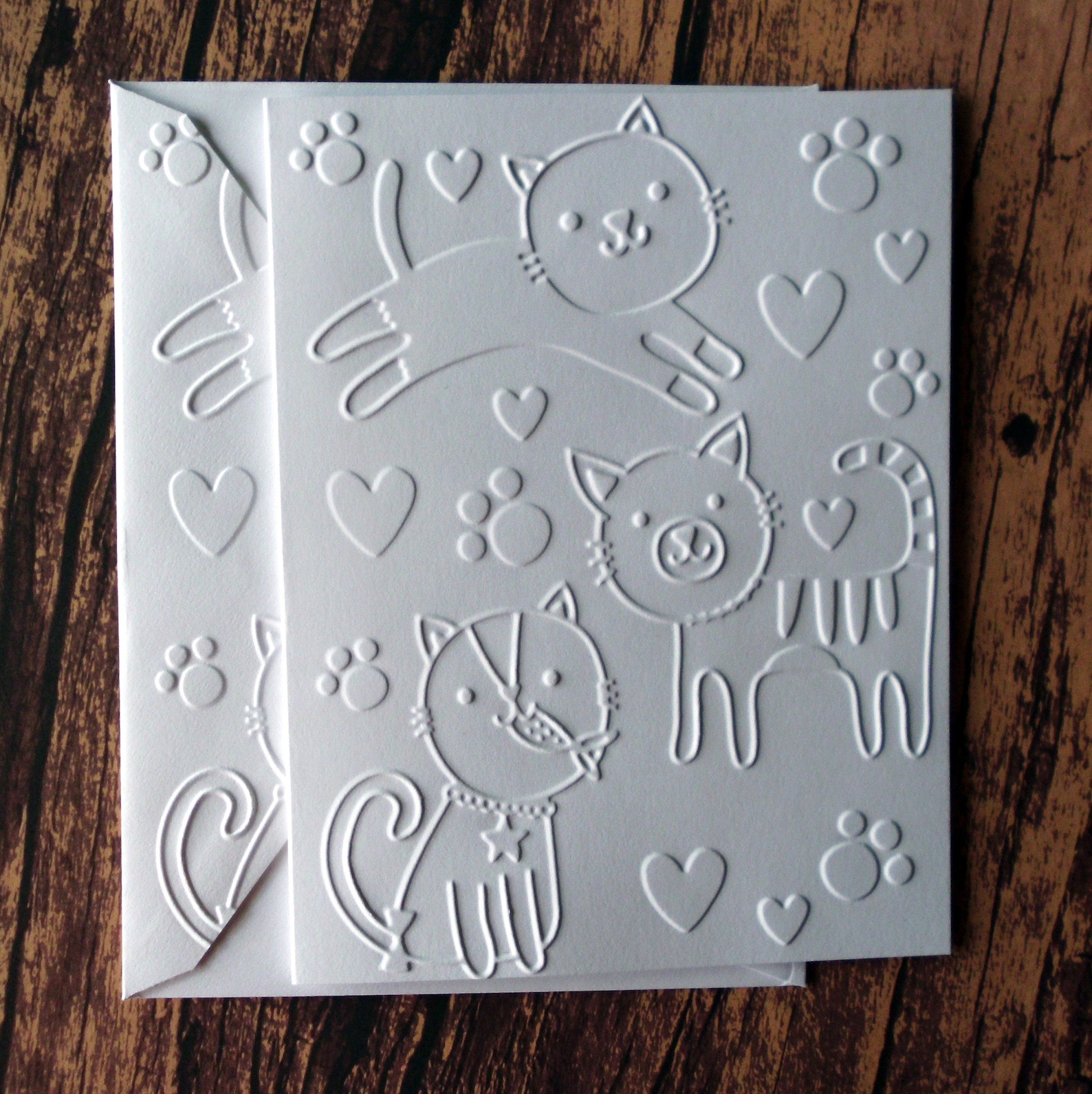 Cat Cards Set of 5 Embossed Kitty Note Card Pack Gift for - Etsy