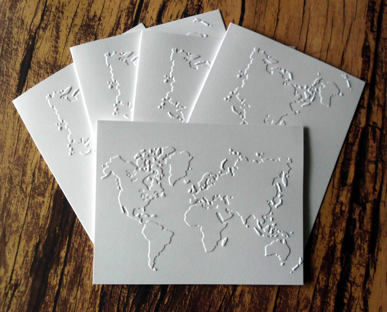 World Map Cards, Set of 5, Blank Traveler Note Cards, Map Greeting ...