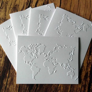 World Map Cards, Set of 5, Blank Traveler Note Cards, Map Greeting ...