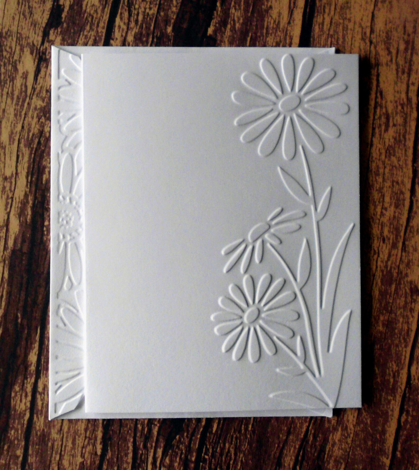 Daisy Cards Set of 5 White Embossed Daisy Note Card Set | Etsy
