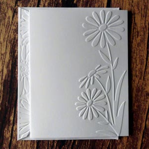 Daisy Cards, Set of 5, White Embossed Daisy Note Card Set, Daisy ...