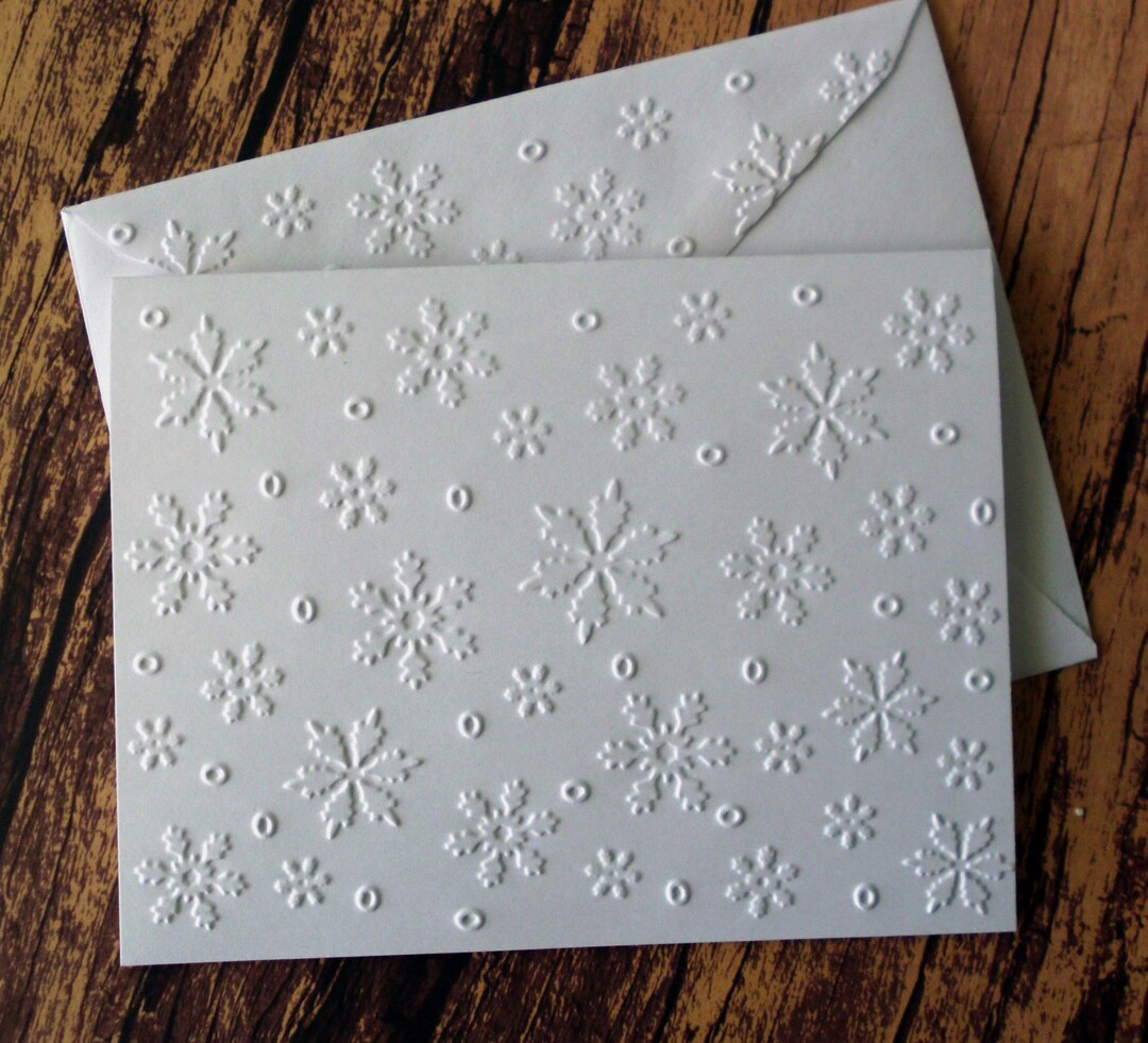 10 Embossed Snowflake Cards, Winter Stationery, Embossed Christmas Card ...