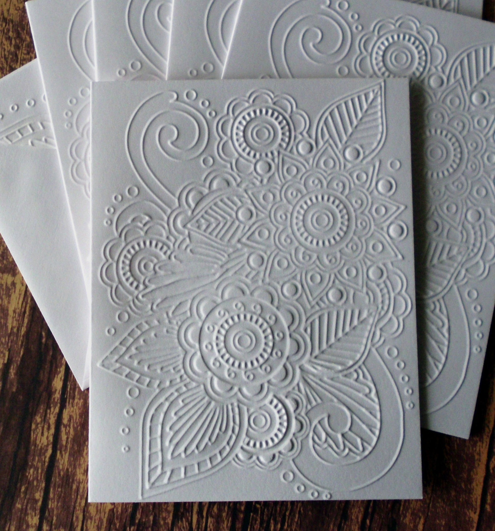 Henna Cards Set of 5 Embossed Henna Greeting Cards Flower | Etsy