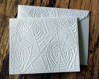 Spider Web Cards, Set of 6, Embossed Cards, Blank Halloween Cards, Note ...