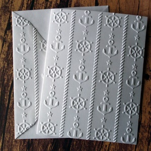 Nautical Cards, Set of 5, Anchor Cards, Ship Wheel Note Cards, Embossed ...