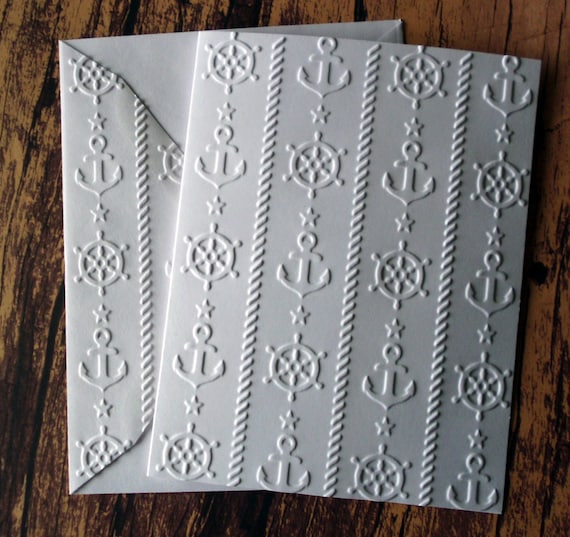 Nautical Cards Set of 5 Anchor Cards Ship Wheel Note Cards | Etsy