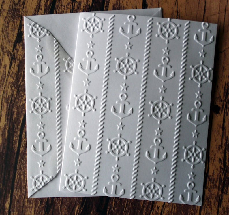 Nautical Cards Set of 5 Anchor Cards Ship Wheel Note Cards - Etsy