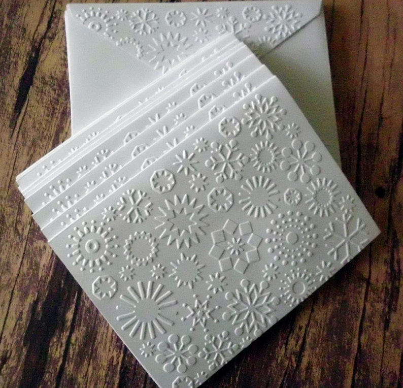 10 Embossed Snowflake Cards Winter Stationery White Embossed - Etsy