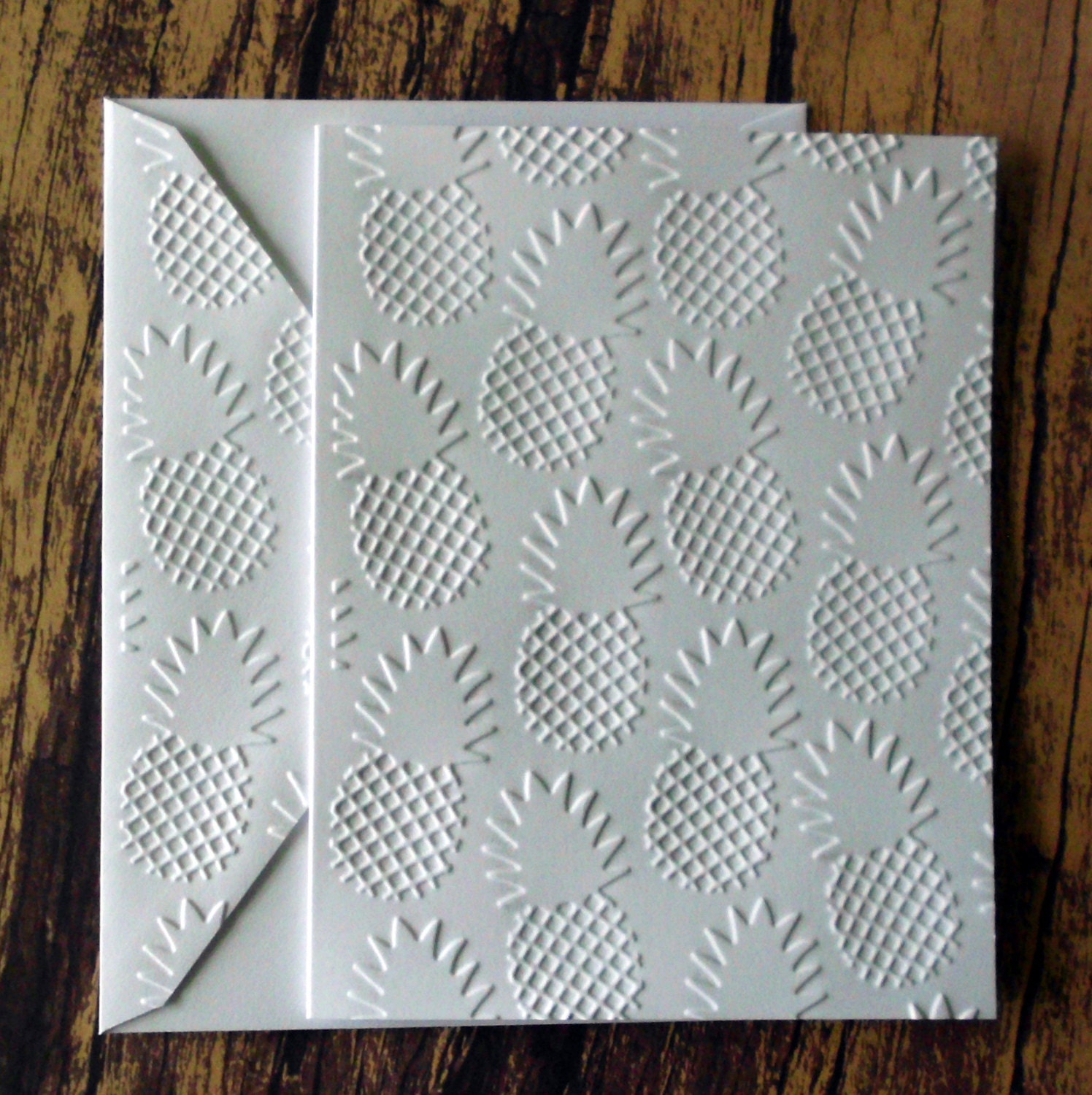 Embossed Pineapple Cards, Set of 5, Tropical Greeting Cards, Summer ...