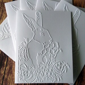 Easter Bunny Cards, Set of 5, Embossed Easter Greeting Cards, Blank ...