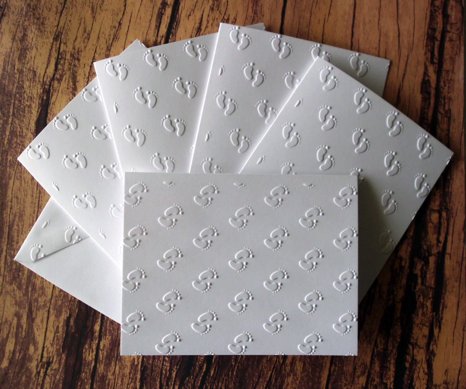 Embossed Baby Feet Cards Set of 5 Baby Footprint Cards Baby | Etsy