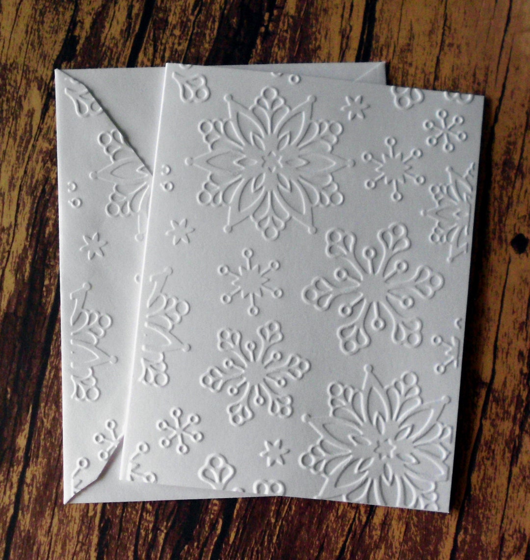 10 Large Snowflake Cards, White Embossed Snowflake Cards, White ...