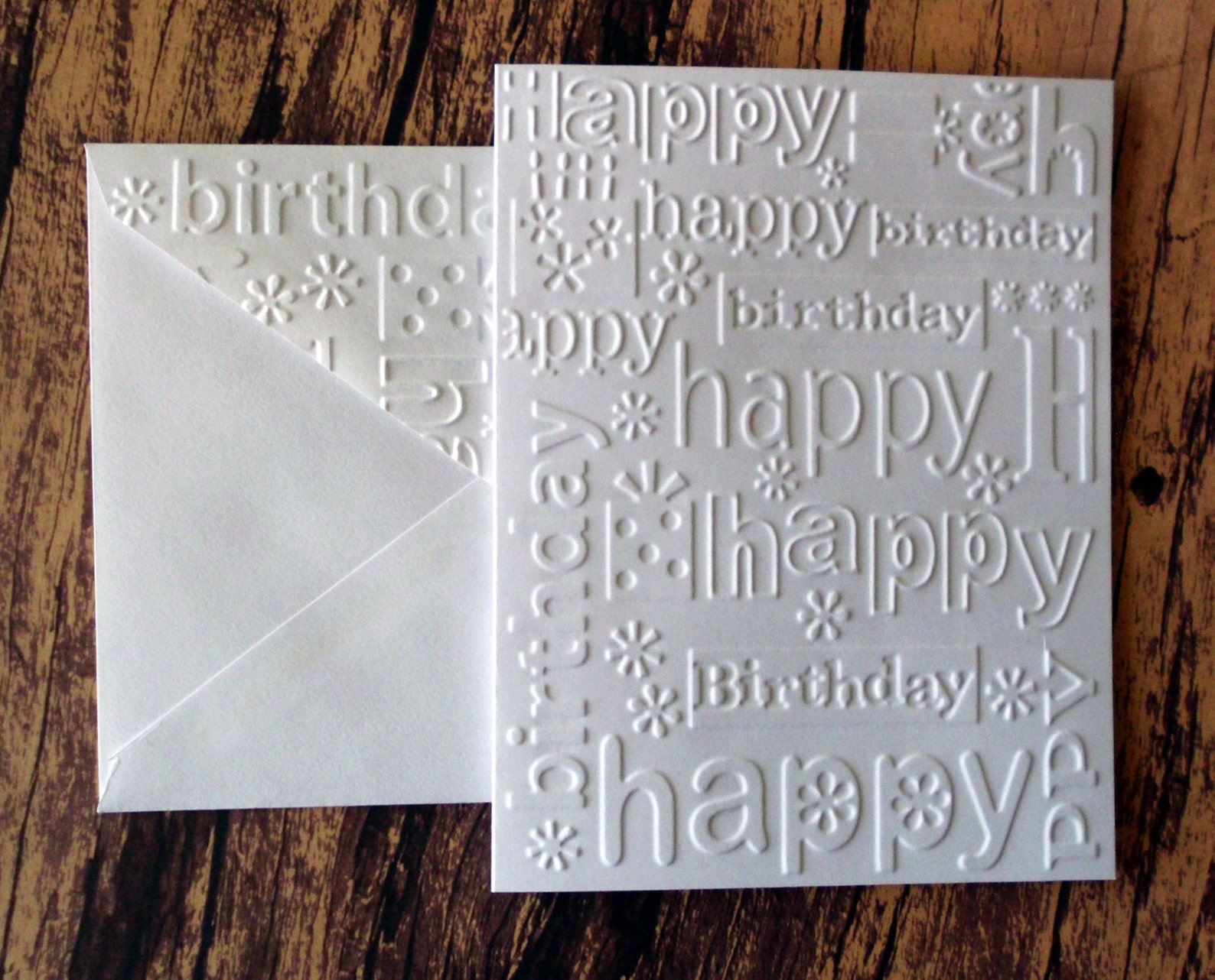 Birthday Cards Set of 5 White Embossed Happy Birthday Card - Etsy