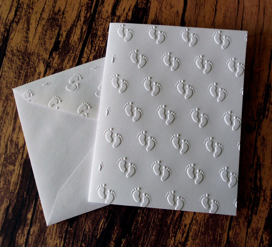Embossed Baby Feet Cards Set of 5 Baby Footprint Cards Baby | Etsy
