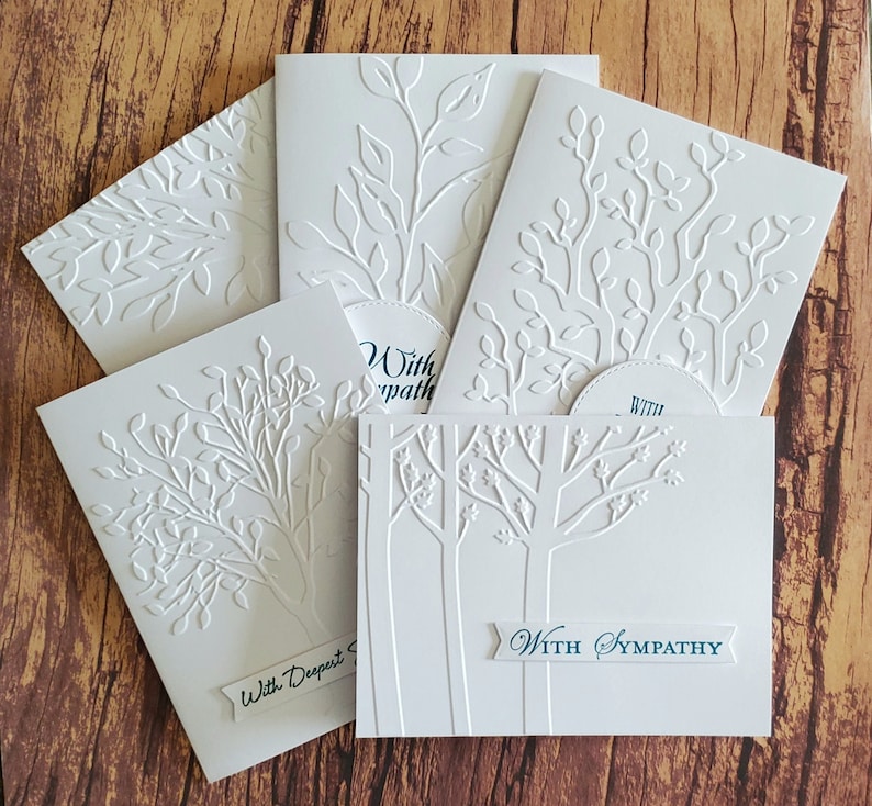 Assorted Sympathy Cards Set of 5 Tree Embossed Greeting - Etsy