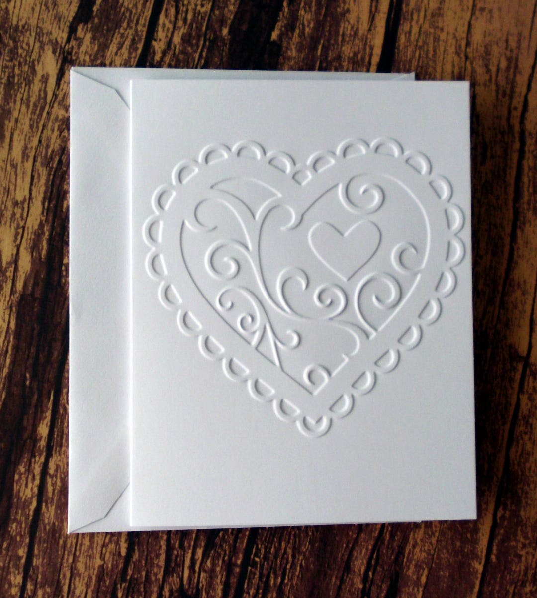 Valentine's Day Cards, Set of 5, Love Note Cards, White Embossed Large ...