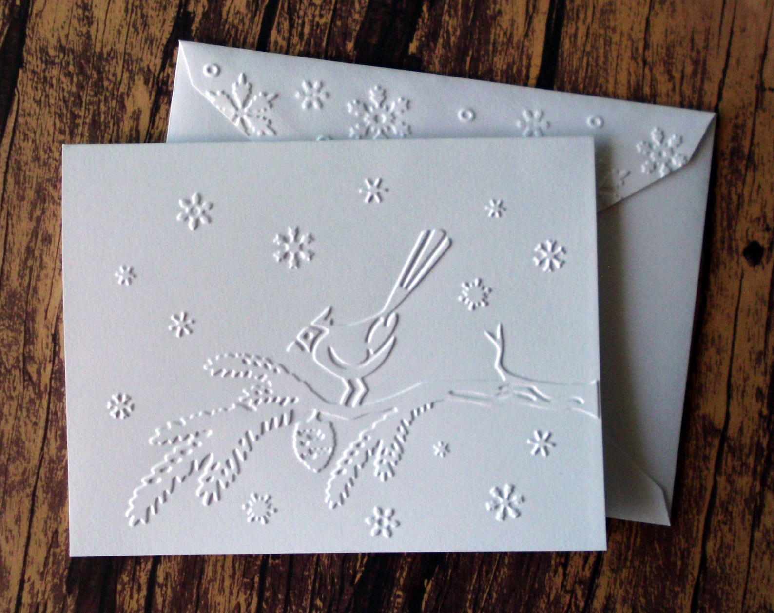 Winter Bird Card Set of 5 Winter Note Card Set White | Etsy