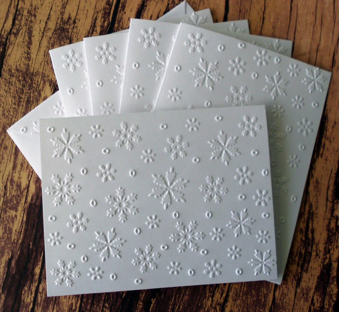Embossed Snowflake Cards, Set of 5, Blank Christmas Cards, Winter ...