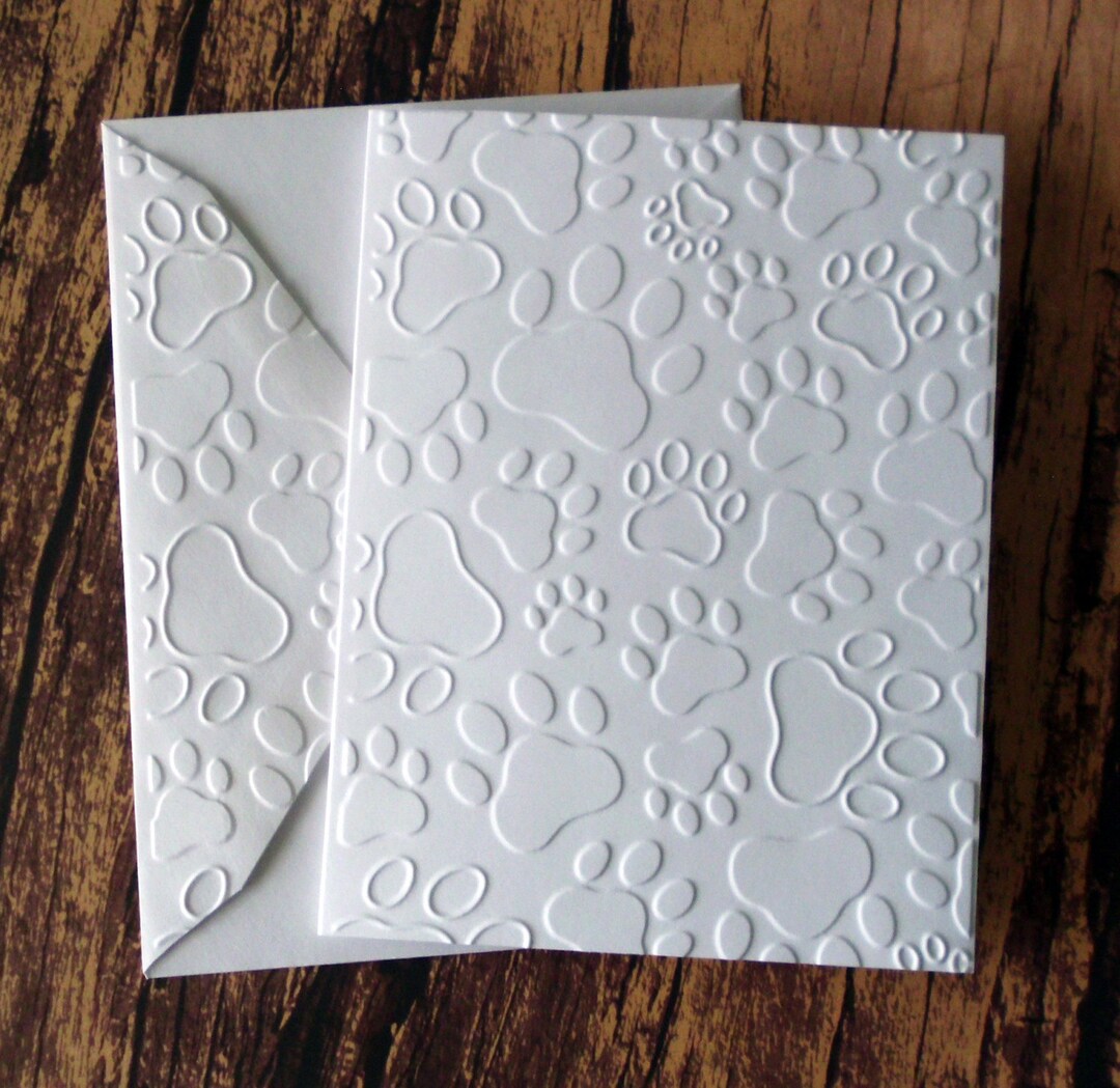 Embossed Paws Card Set of 5, Embossed Paw Print Note Cards, Gift for ...