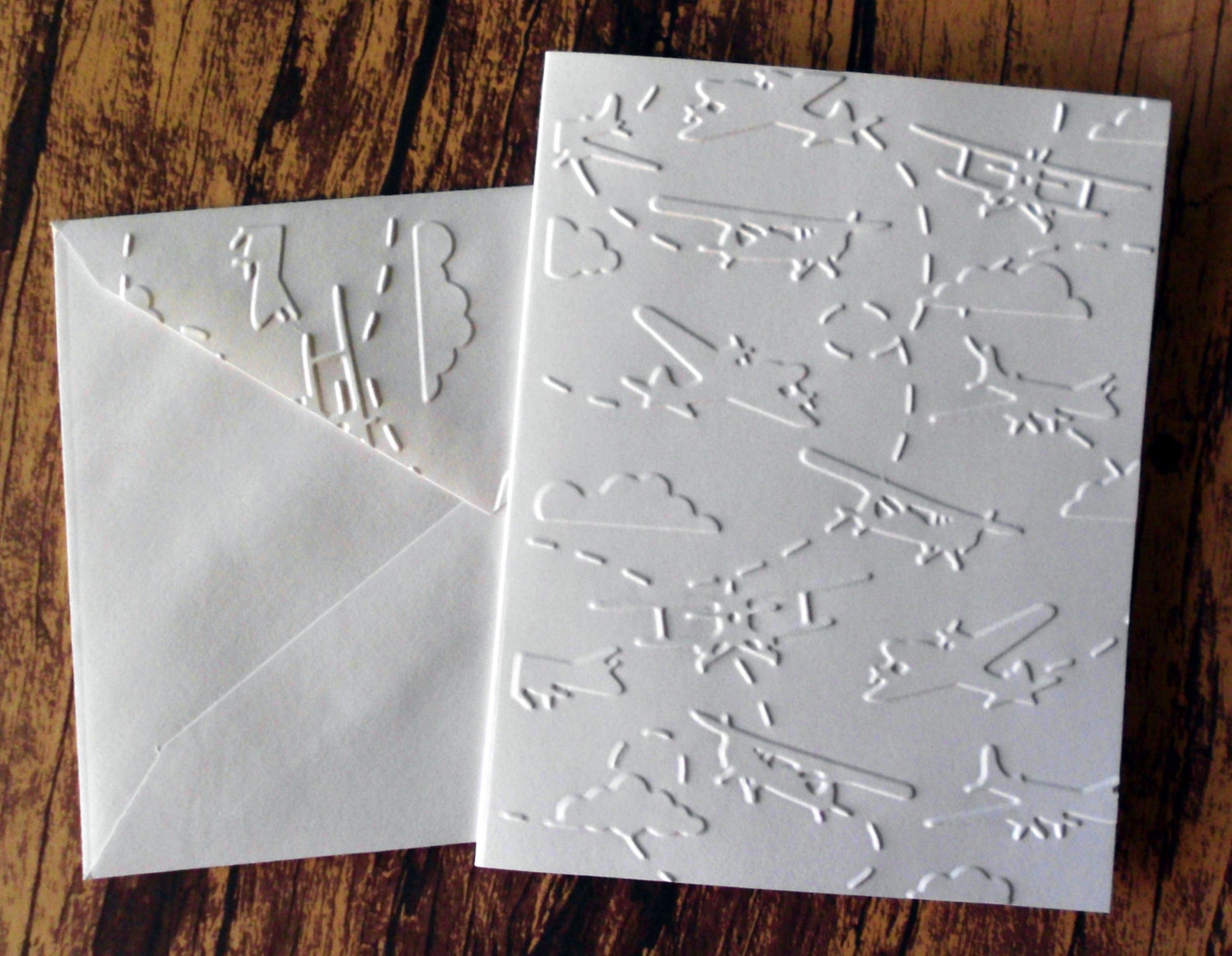 Airplane Cards, Set of 5, Fighter Jet Cards, Embossed Note Cards ...