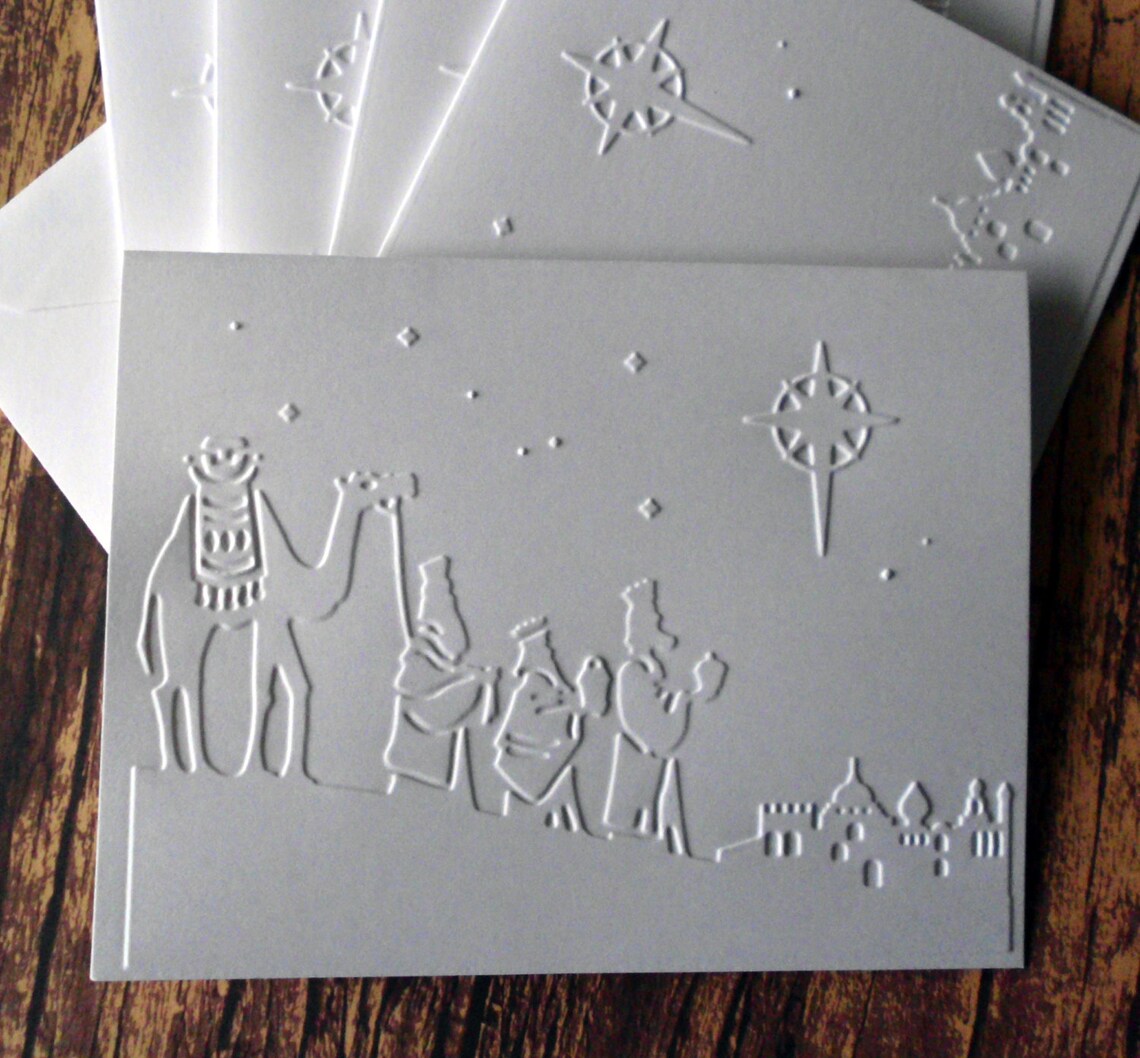 Three Kings Christmas Cards Set of 5 Embossed Cards | Etsy