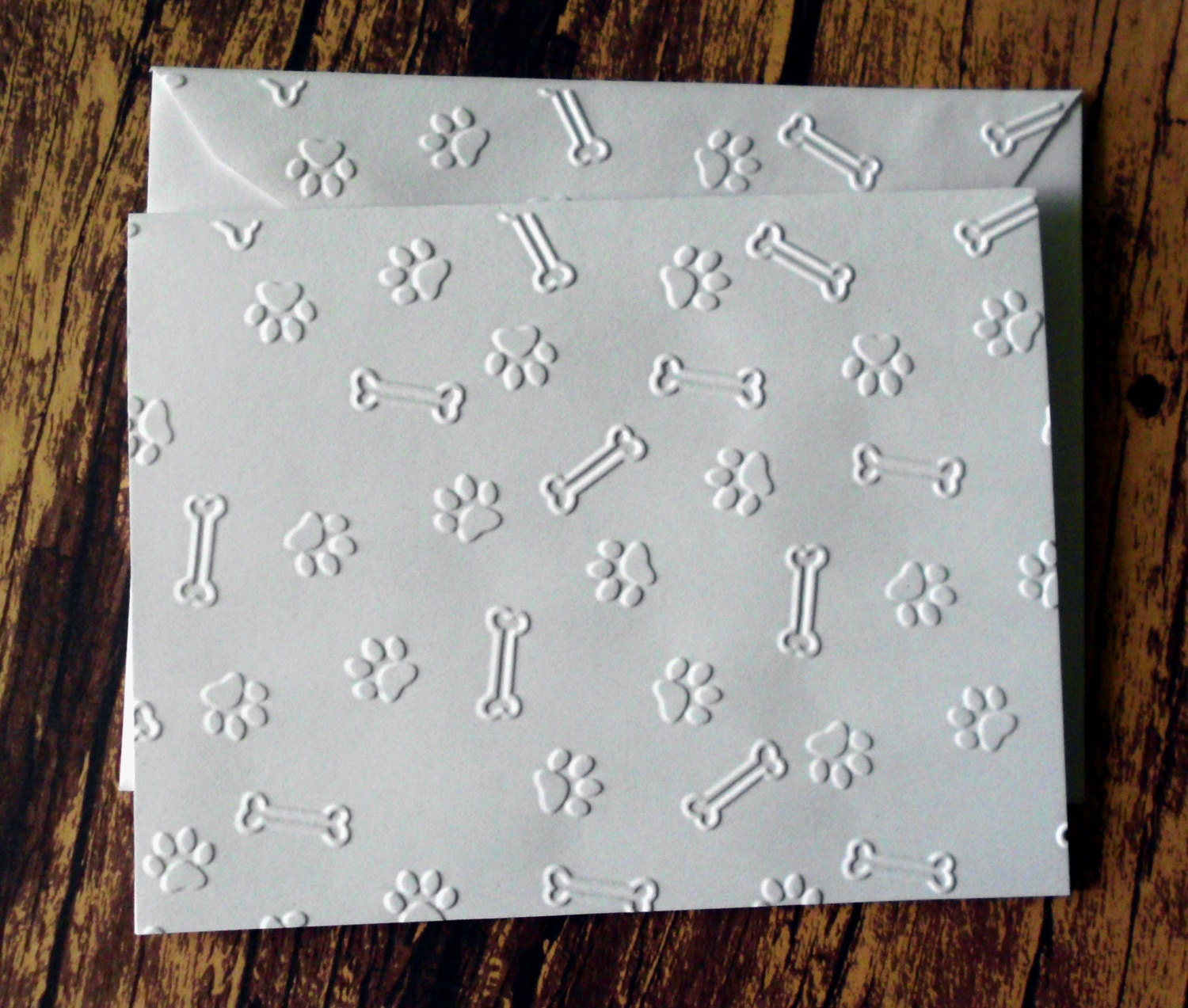 Dog Cards Set of 5 Dog Bone Cards Embossed Paw Print Note - Etsy