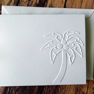 Palm Tree Cards, Set of 5, White Embossed Card Set, Tropical Cards ...