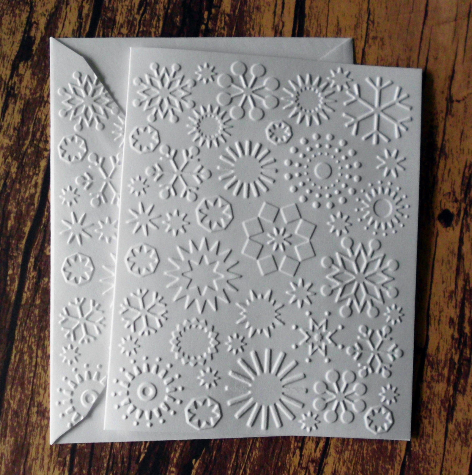 Snowflake Cards, Set of 5, White Embossed Christmas Cards, Winter ...