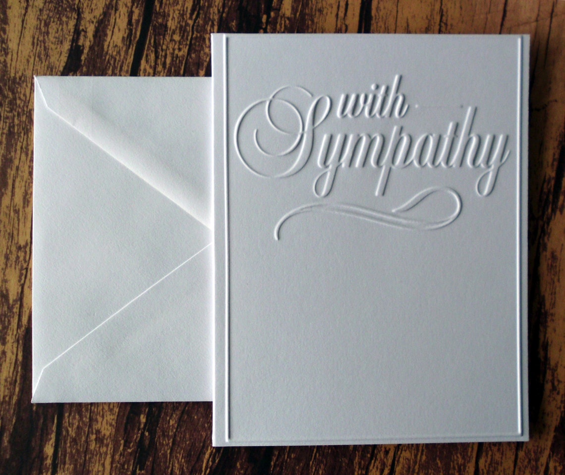 With Sympathy Cards Set of 5 White Embossed Sympathy - Etsy