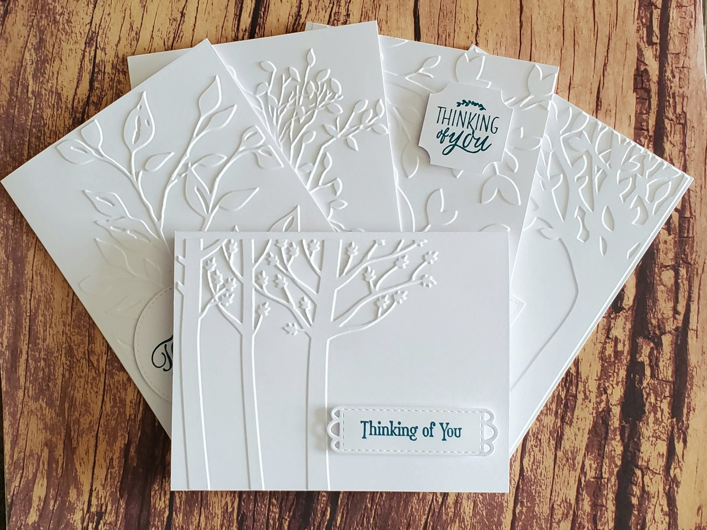 Thinking of You Cards, Set of 5, Just Because Note Cards, Tree Embossed ...