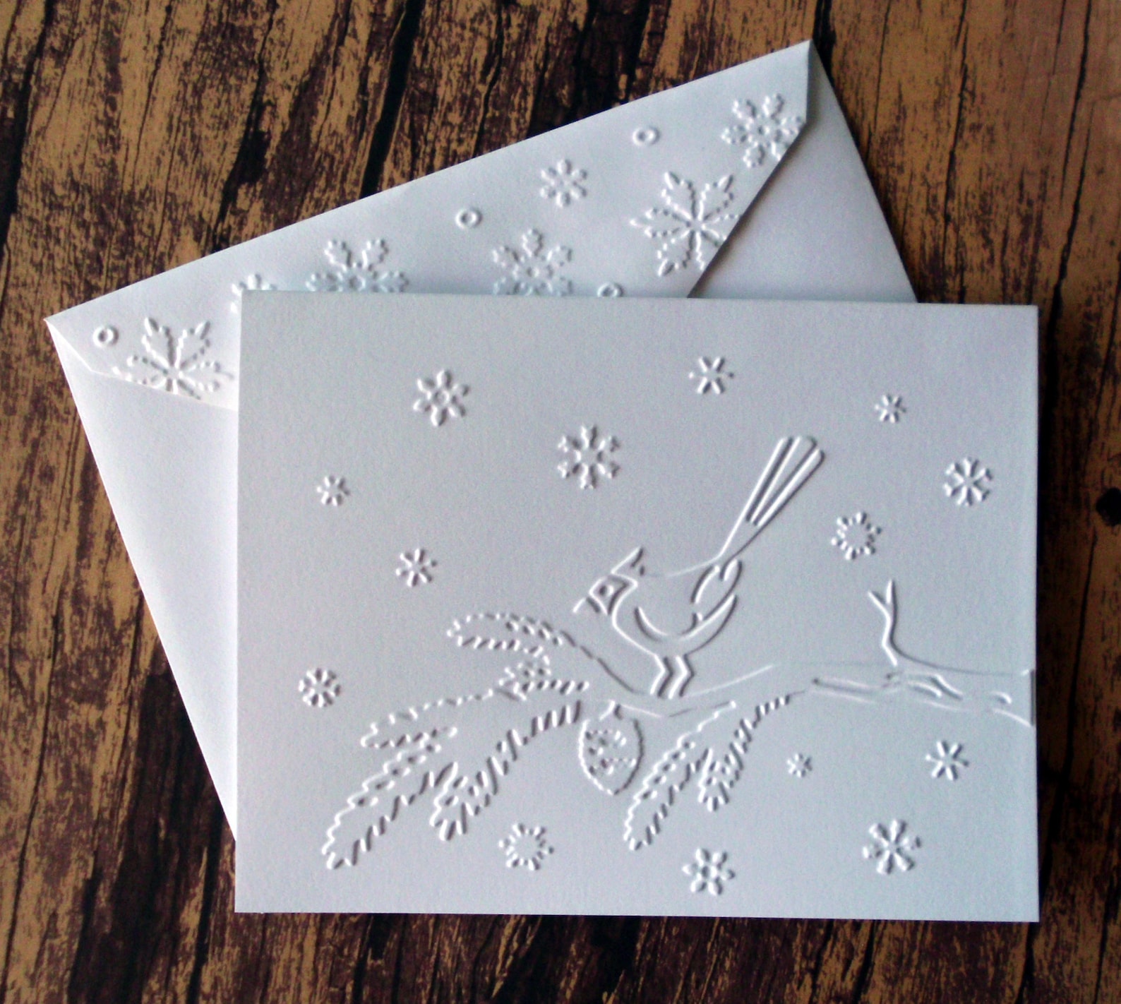 Winter Bird Card Set of 5 Winter Note Card Set White | Etsy