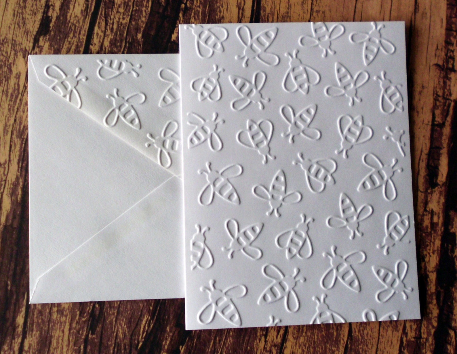 Bee Cards Set of 5 Embossed Note Card Set Bee Greeting | Etsy