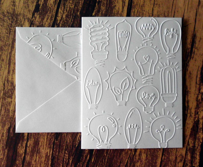 Embossed Light Bulb Cards, Set of 5, Gift for Electricians, Teachers ...