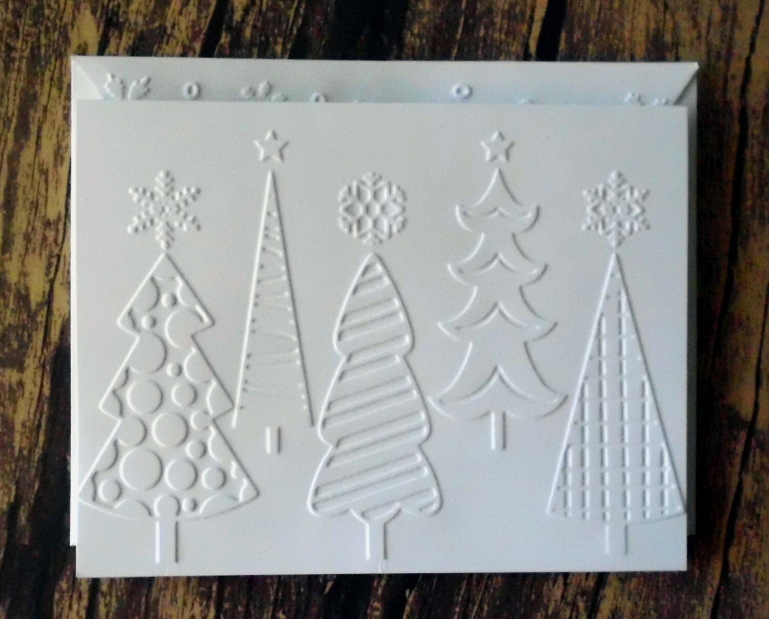 Embossed Christmas Cards Set of 5 Assorted Christmas Tree | Etsy