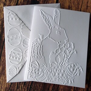 Easter Bunny Cards, Set of 5, Embossed Easter Greeting Cards, Blank ...