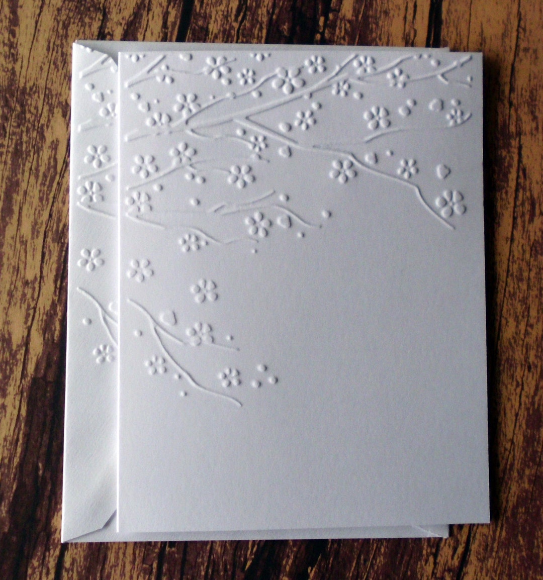 Cherry Blossom Cards, Set of 5, Embossed Note Card Set, Blank Greeting ...
