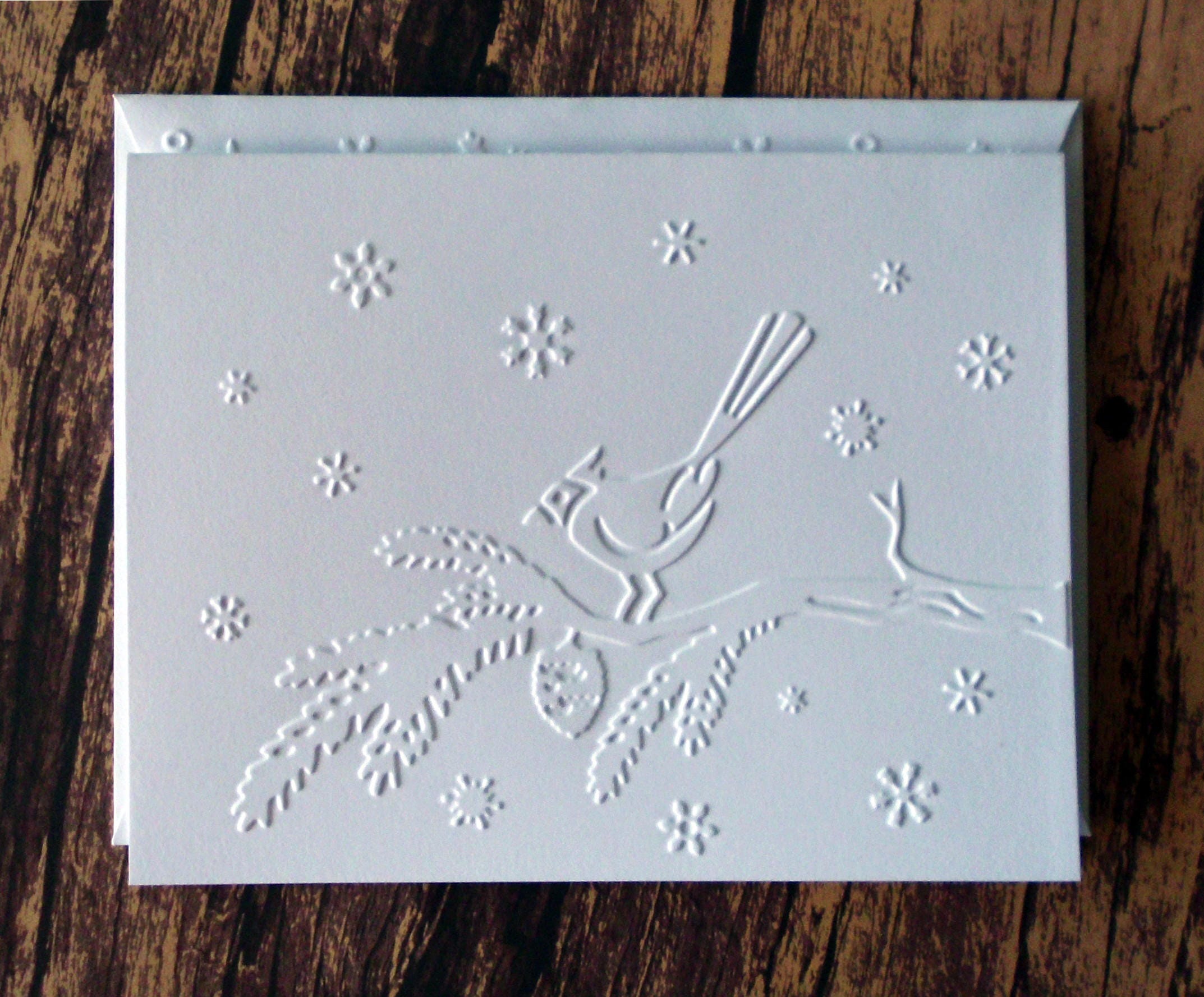 Winter Bird Card Set of 5 Winter Note Card Set White | Etsy