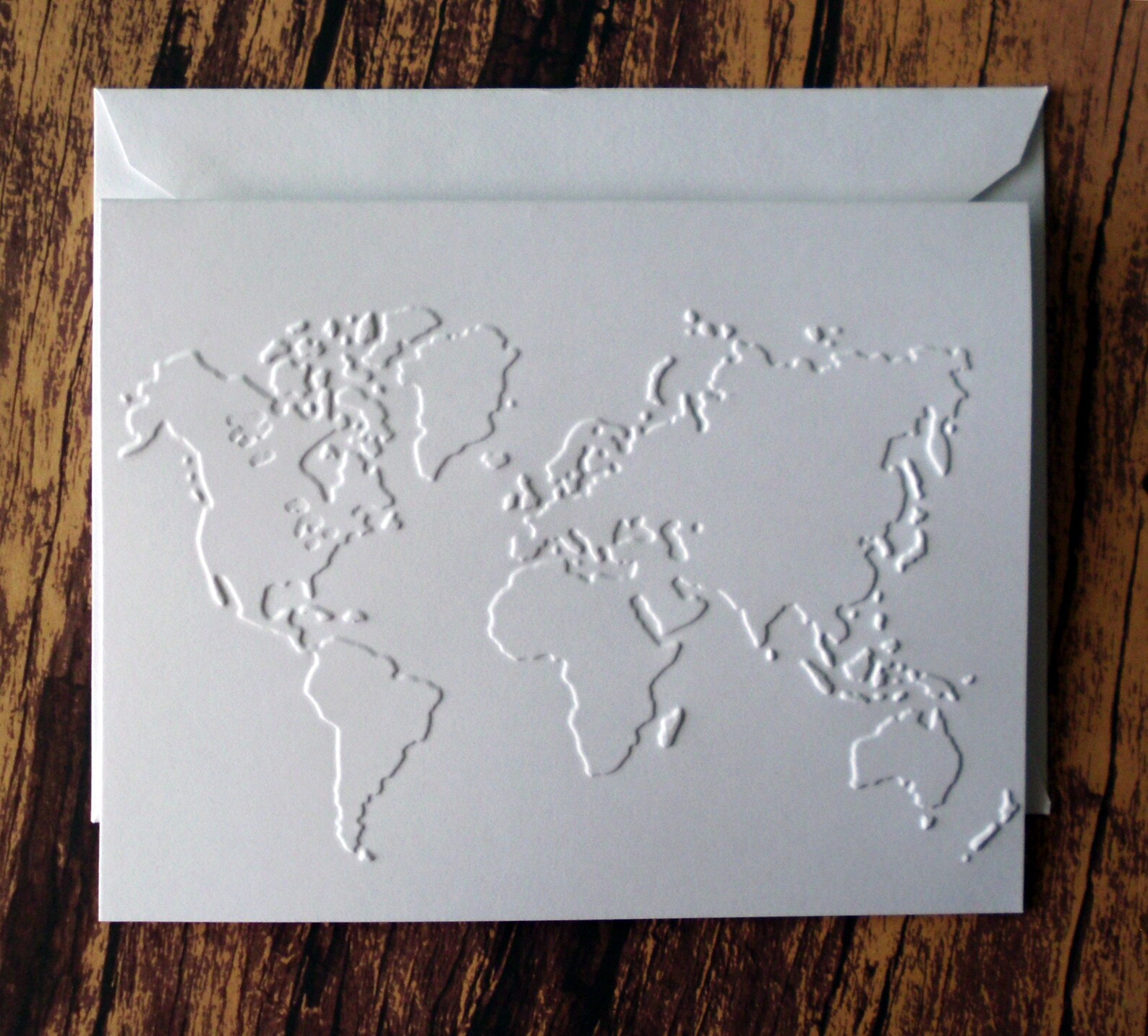 World Map Cards, Set of 5, Blank Traveler Note Cards, Map Greeting ...