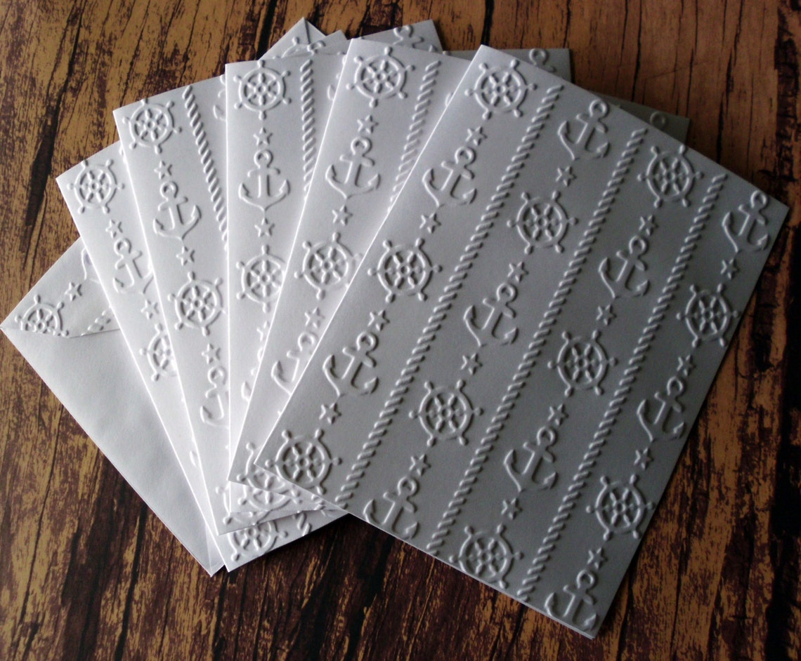 Nautical Cards Set of 5 Anchor Cards Ship Wheel Note Cards - Etsy