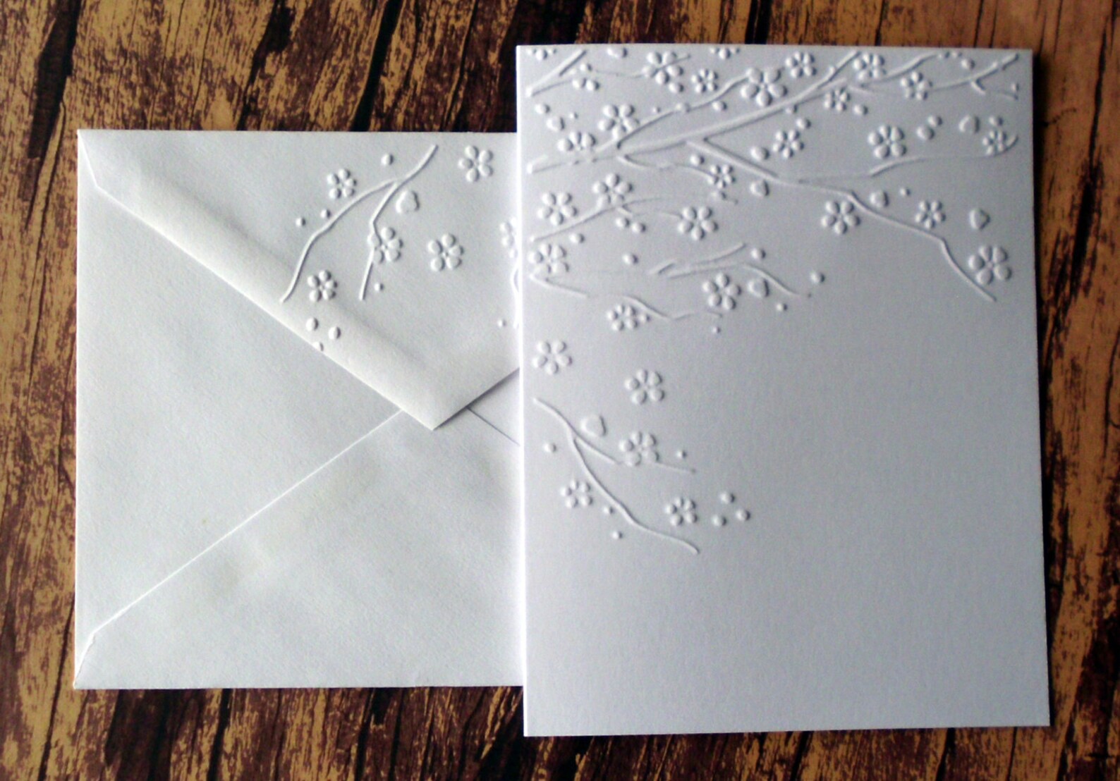 Cherry Blossom Cards, Set of 5, Embossed Note Card Set, Blank Greeting ...