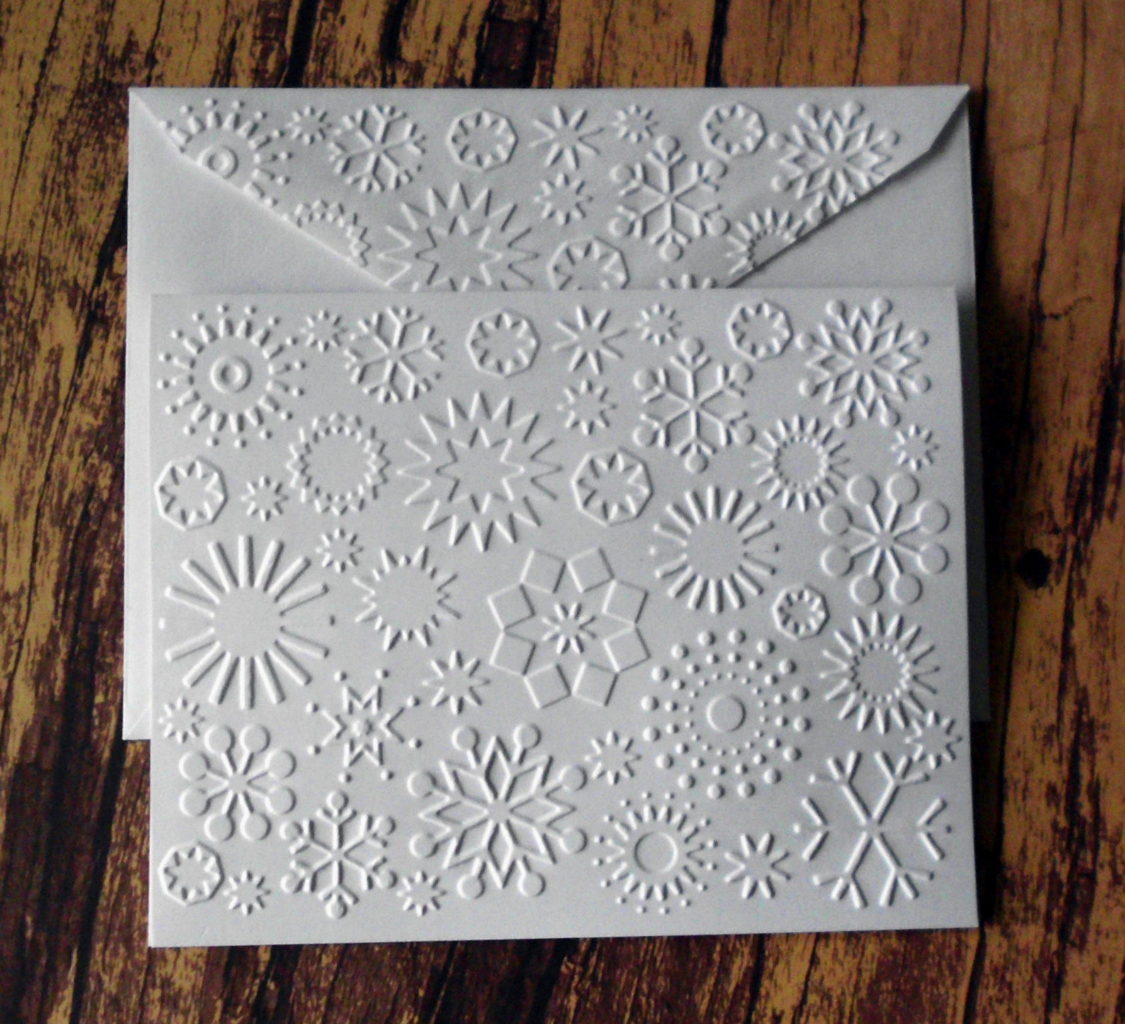 Snowflake Cards, Set of 5, White Embossed Christmas Cards, Winter ...