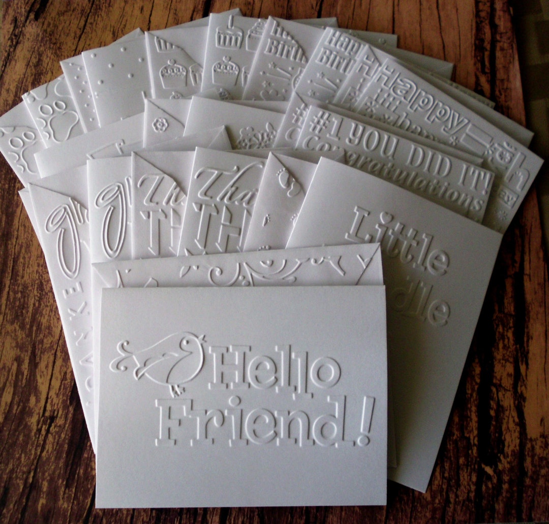 Assorted Cards, Set of 12, Embossed Greeting Card Set, Birthday Cards ...