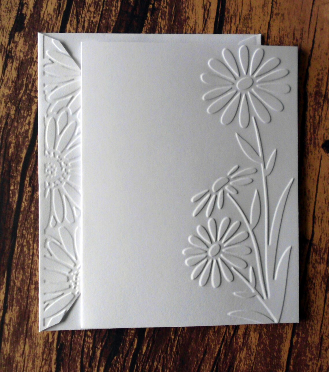 Daisy Cards Set of 5 White Embossed Daisy Note Card Set | Etsy
