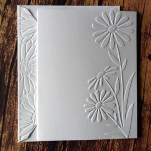 Daisy Cards, Set of 5, White Embossed Daisy Note Card Set, Daisy ...