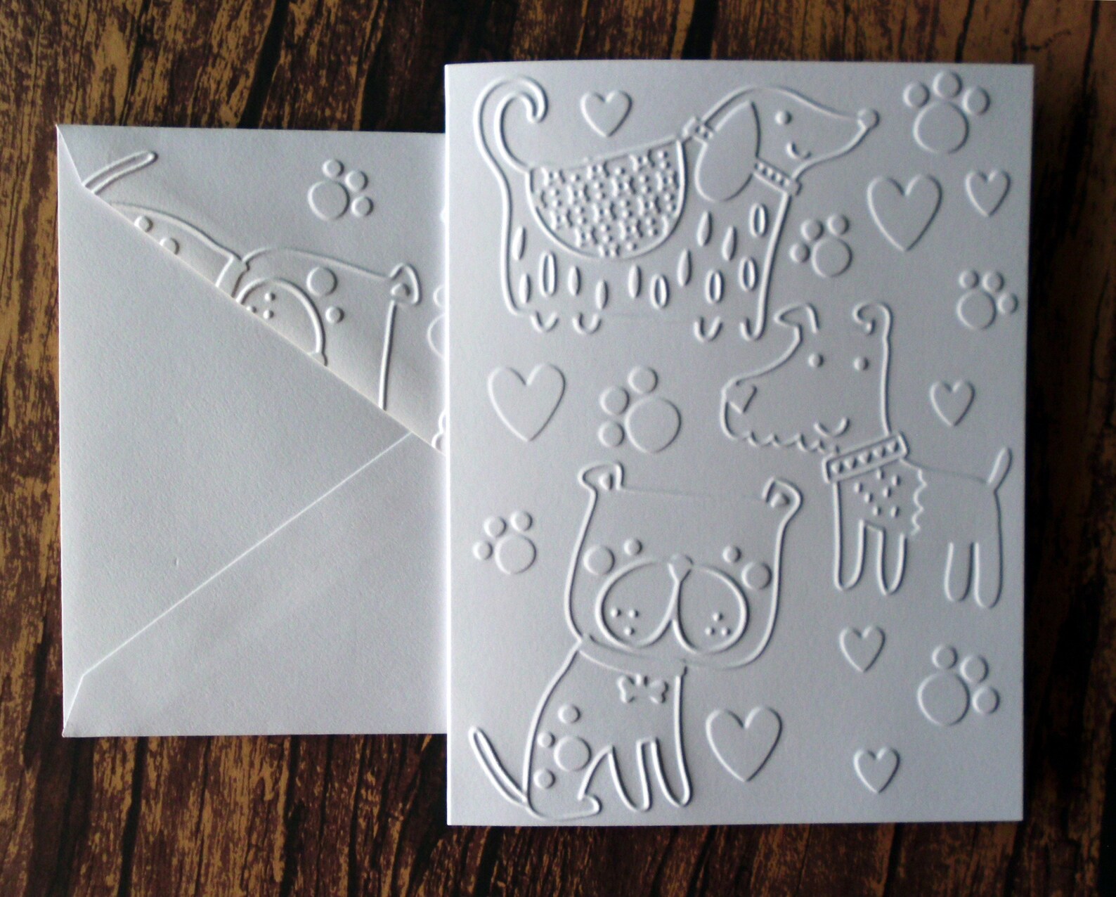 Dog Cards Set of 5 Embossed Puppy Note Card Pack Gift for - Etsy