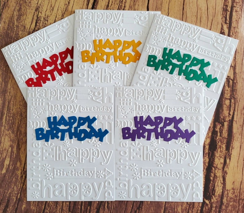 Birthday Card Set of 5, Embossed Greeting Cards With Assorted Happy ...