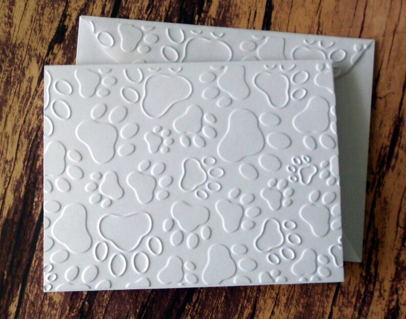 Embossed Paws Card Set of 5 Embossed Paw Print Note Cards - Etsy