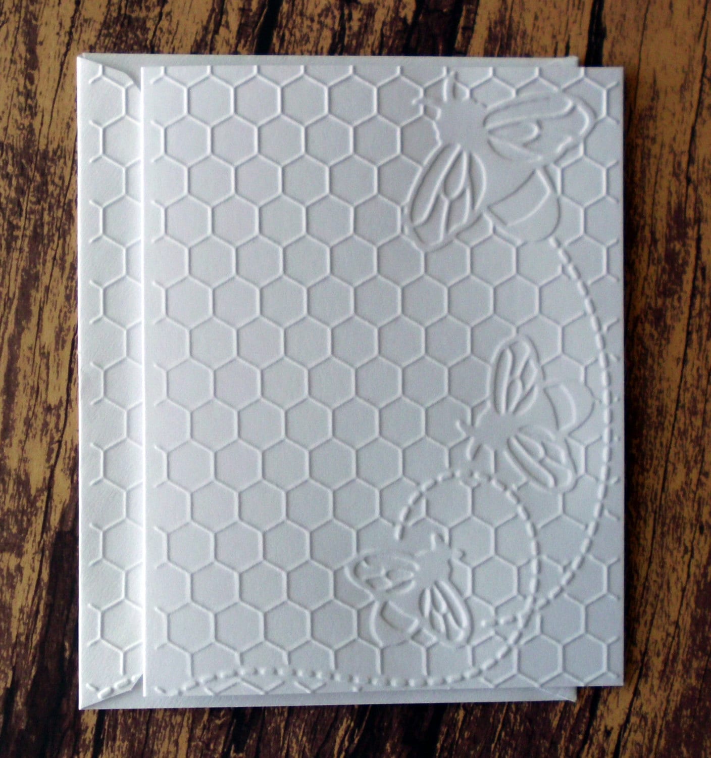 Honeycomb With Bee Cards, Set of 5, Embossed Note Card Set, Honeycomb ...