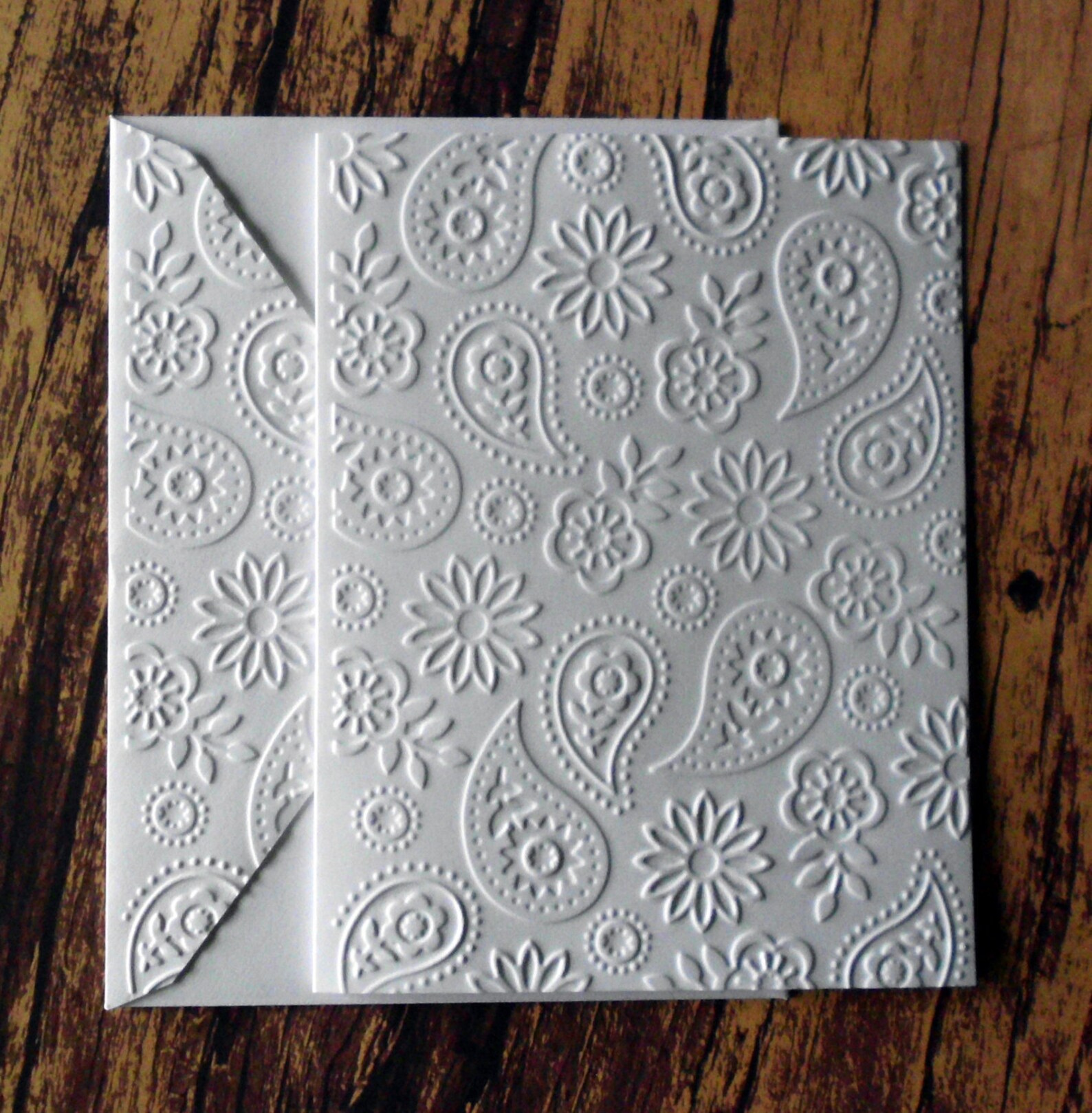 Paisley Cards, Set of 5, White Embossed Paisley Cards, Autumn, Fall ...